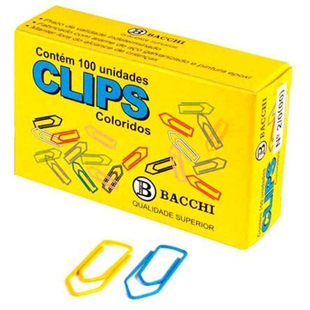 CLIPS COLORIDOS 2/0 100 UNIDADES BACCHI – HM2 Papelaria Bauru