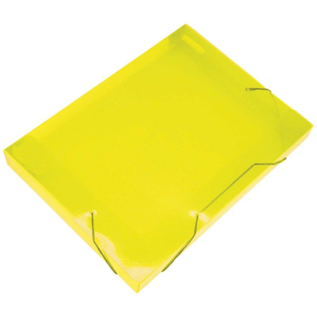 PASTA COM ELÁSTICO (PLÁSTICA) OFICIO 40MM AMARELA – HM2 Papelaria Bauru